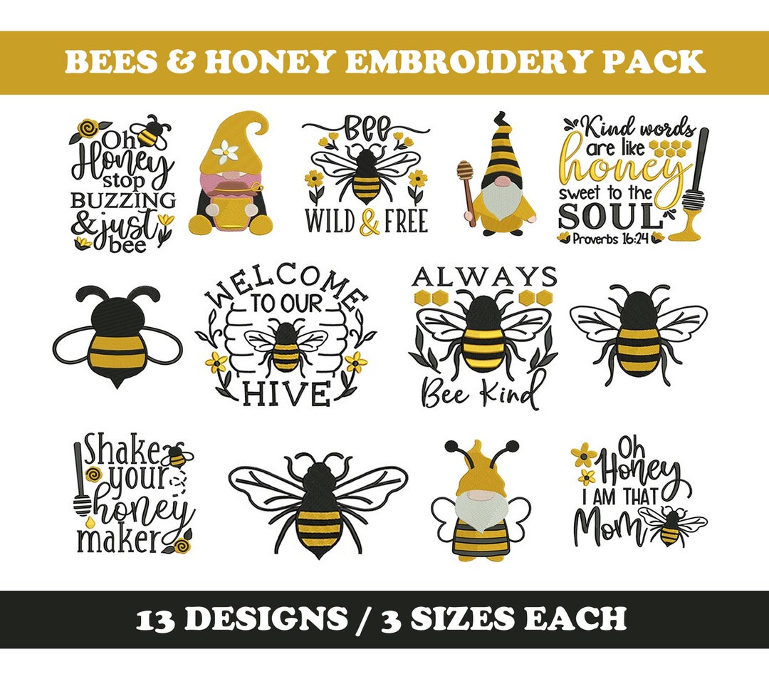Bees and Honey (13 Designs) - Machine Embroidery Designs Bundle - Etsy