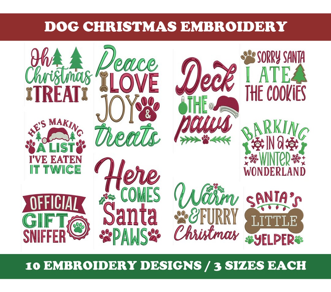 Dog Christmas (10 Designs) - Machine Embroidery Designs Bundle - Etsy