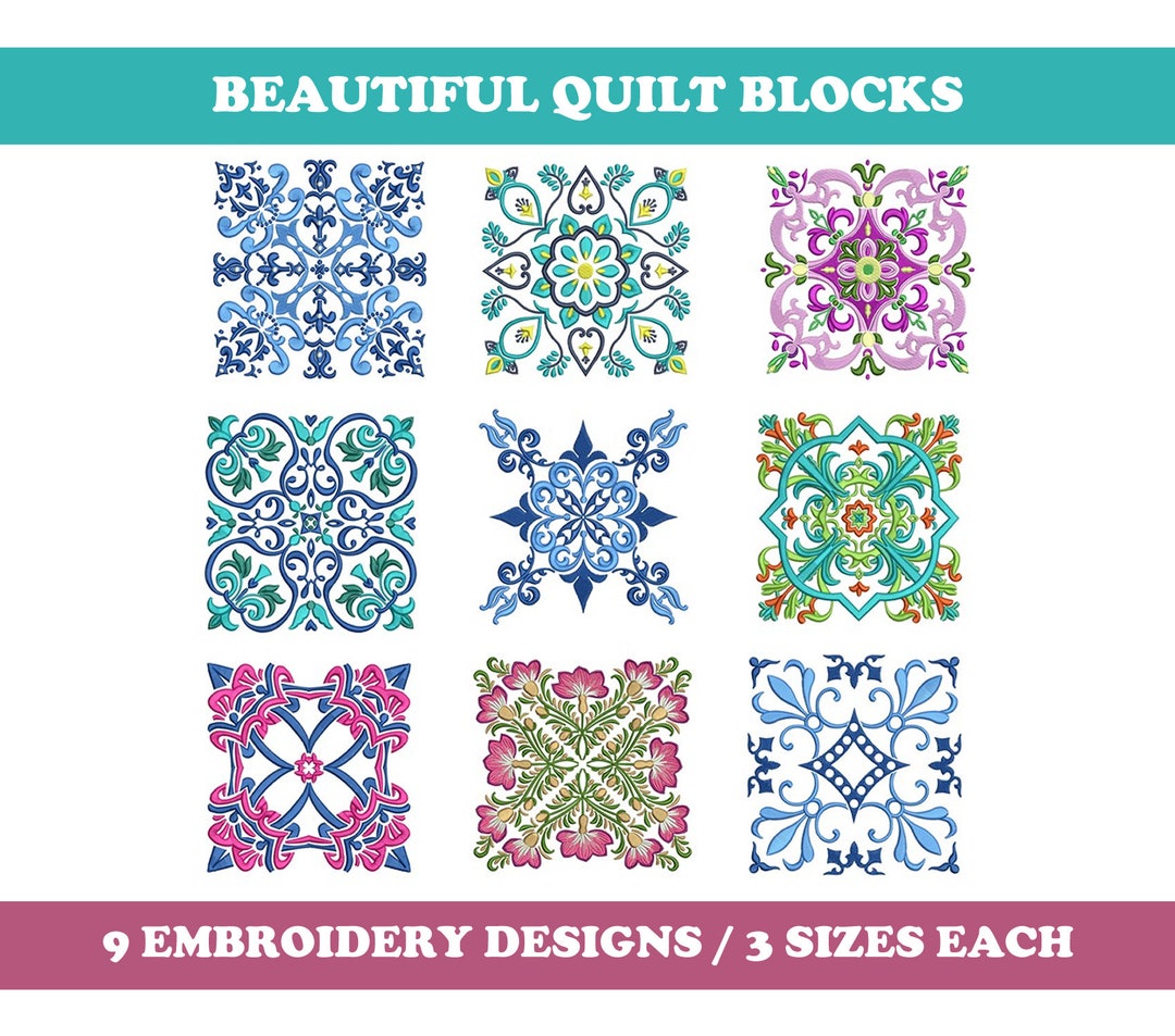Beautiful Quilt Blocks (9 Designs) - Machine Embroidery Designs Bundle ...