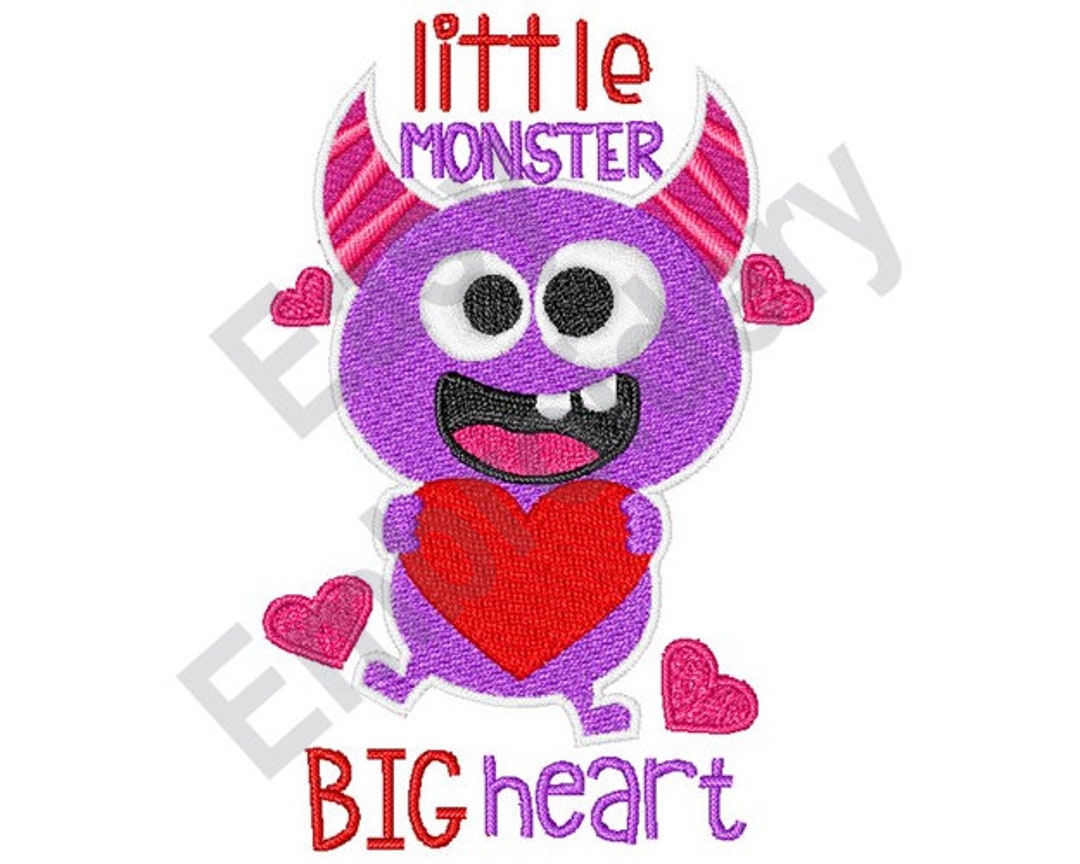 Little Monster Big Heart - Machine Embroidery Design - Etsy