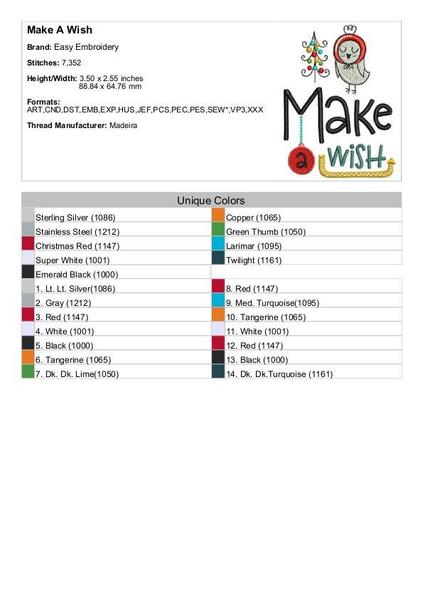 Make A Wish Machine Embroidery Design Christmas embroidery | Etsy