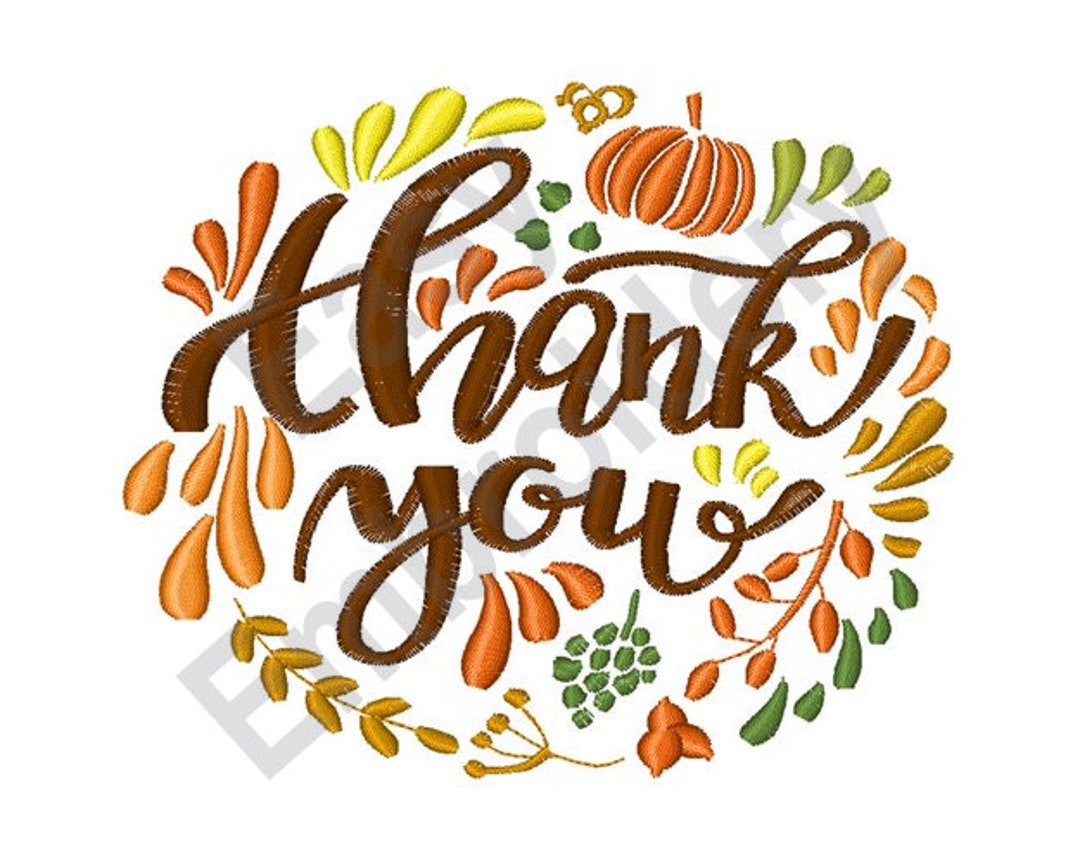 Thank You - Machine Embroidery Design, Thanksgiving Embroidery - Etsy