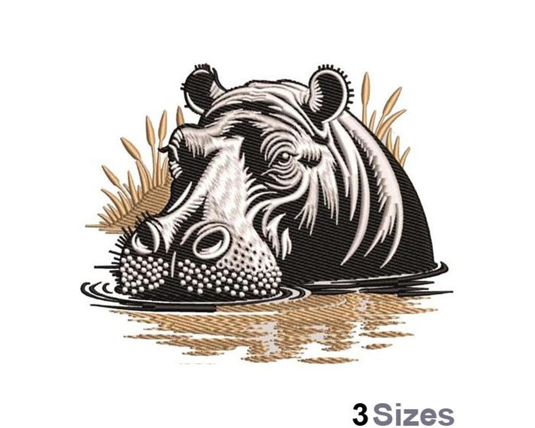 Hippo in Water - Machine Embroidery Design - 3 Sizes, African Hippo - Etsy