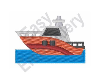 Boat embroidery | Etsy