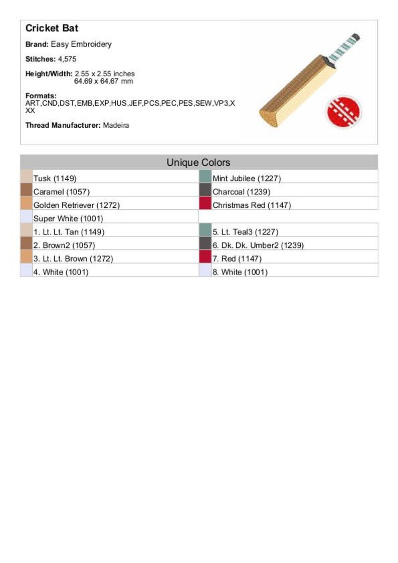 Cricket Bat - Machine Embroidery Design - Etsy