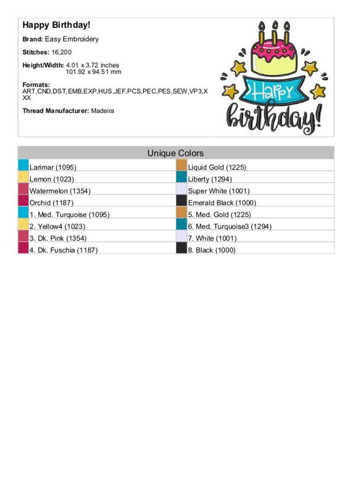 Happy Birthday Machine Embroidery Design | Etsy
