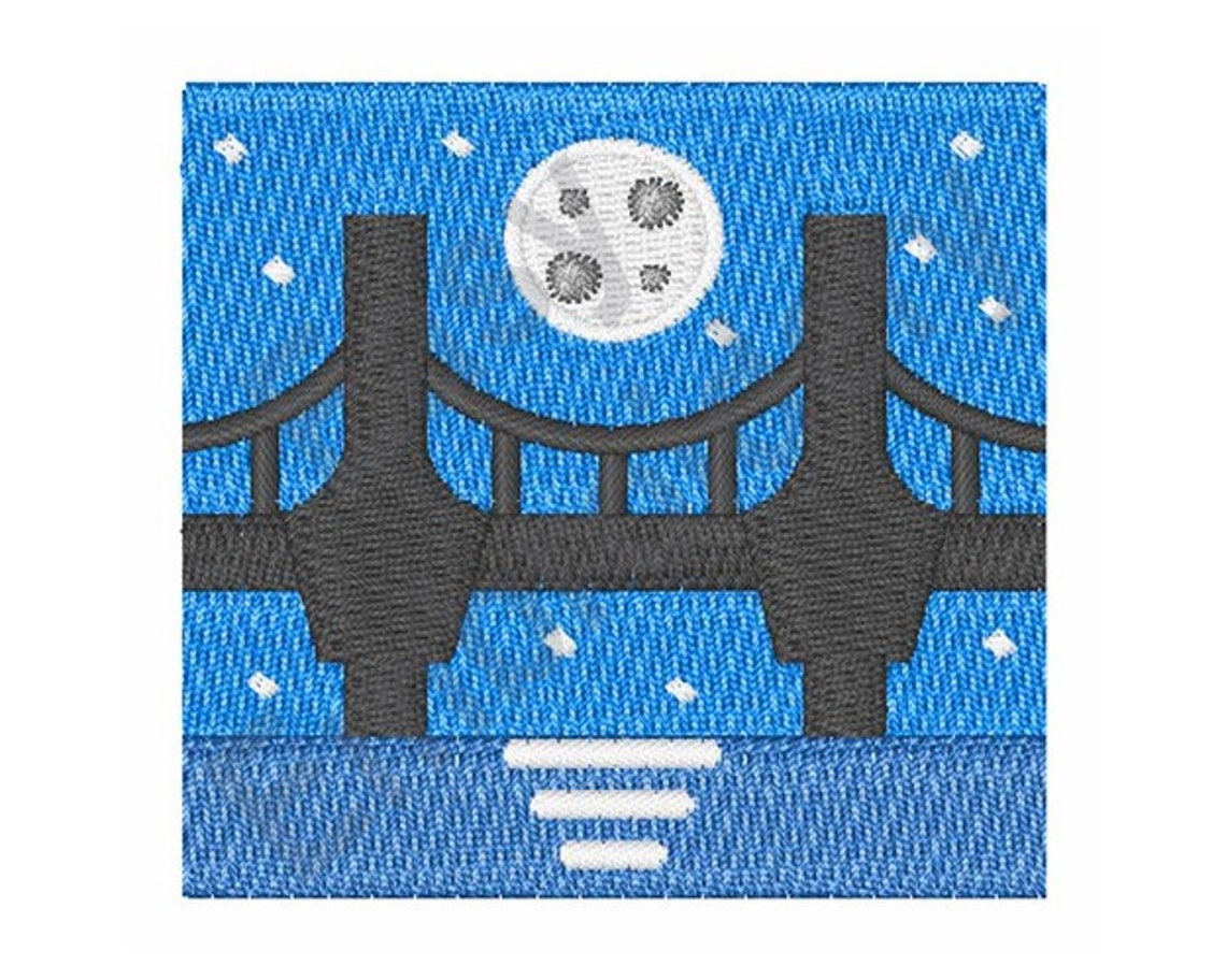 Night Bridge Machine Embroidery Design - Etsy