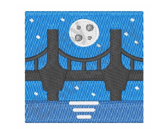 Night Bridge Machine Embroidery Design | Etsy