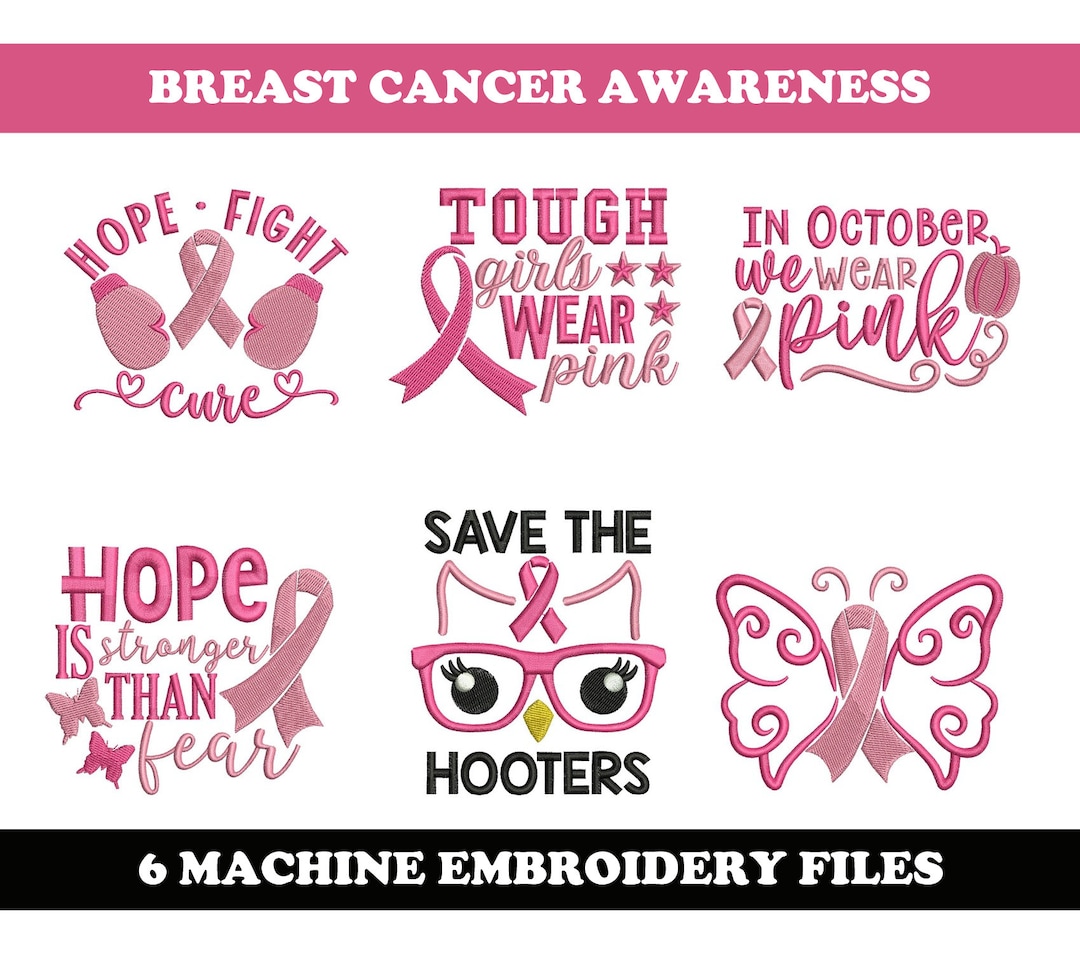 Breast Cancer Awareness (6 Designs) - Machine Embroidery Designs Bundle ...