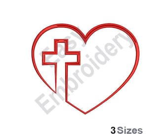 Interlocking Heart and Cross Machine Embroidery Design 2 Sizes - Etsy