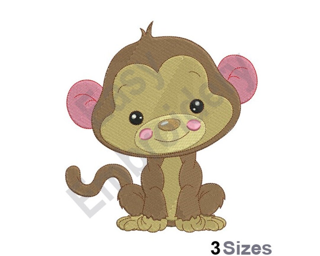 Monkey - Machine Embroidery Design - Etsy