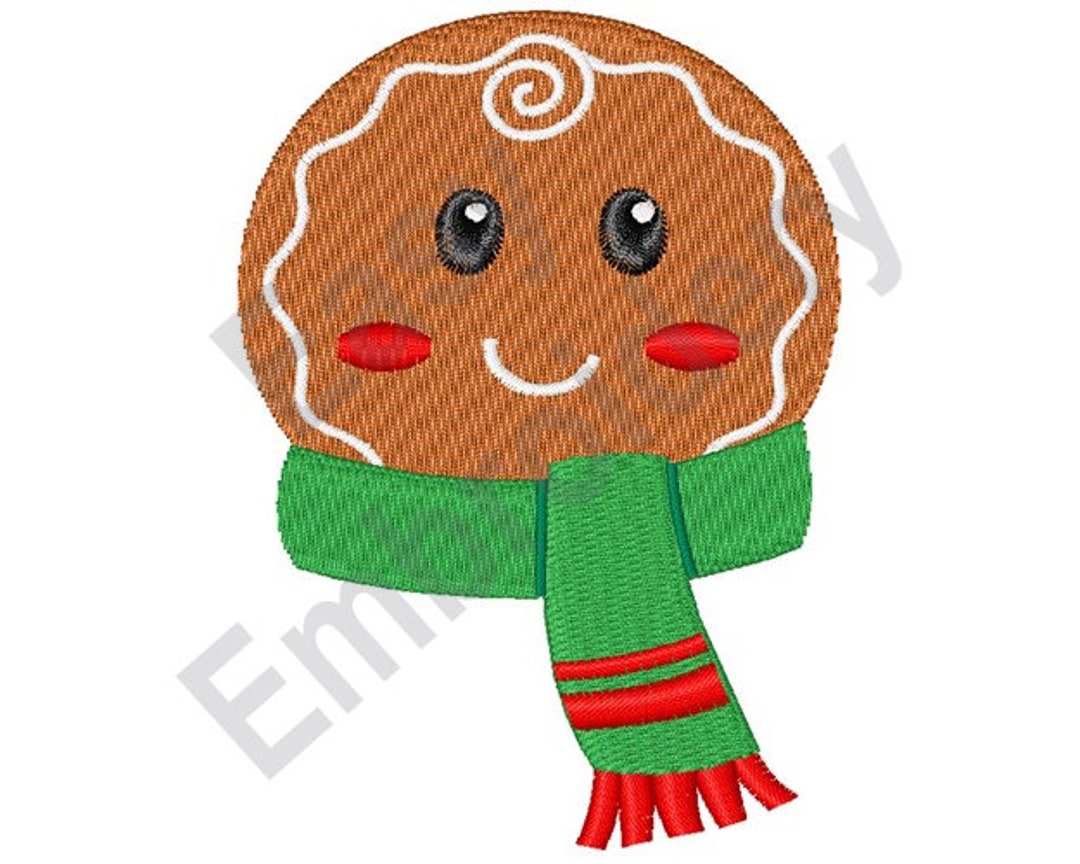 Gingerbread Man With Scarf - Machine Embroidery Design - Etsy