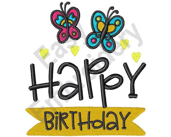 Happy Birthday Machine Embroidery Design | Etsy