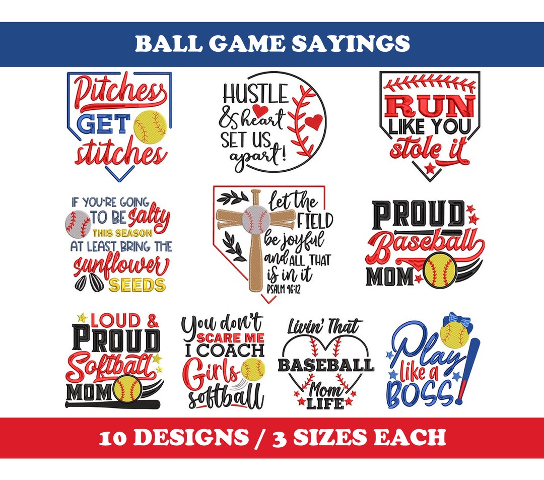 Baseball Sayings (10 Designs) - Machine Embroidery Bundle - Etsy