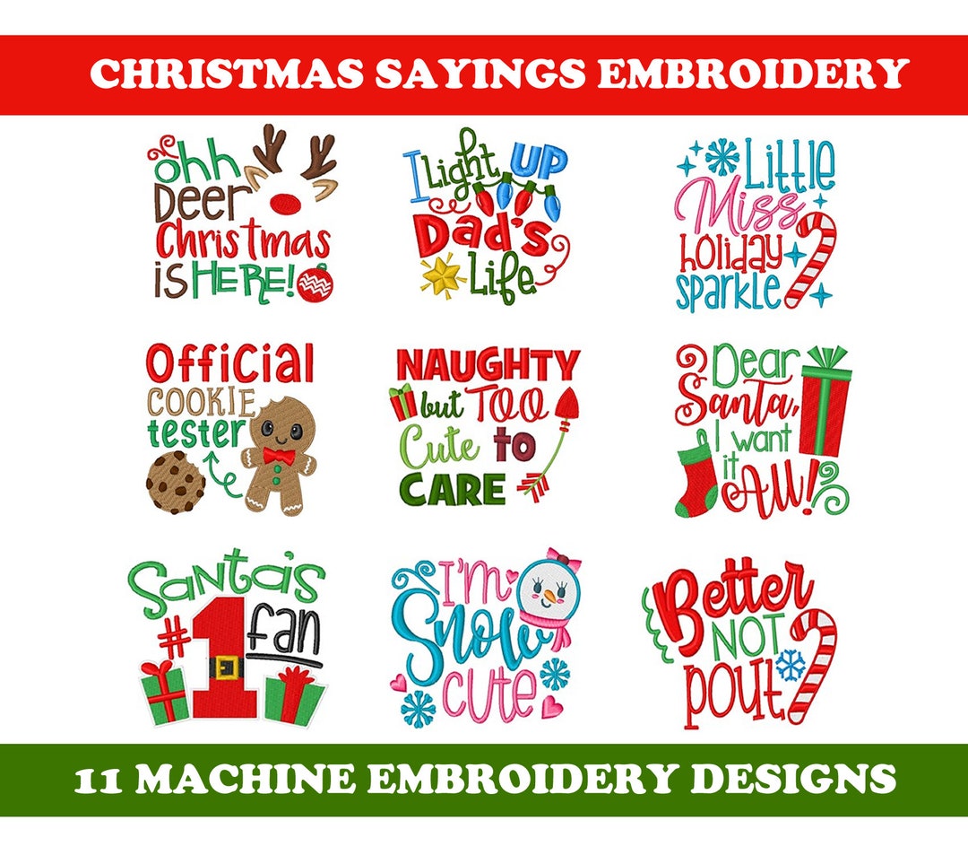Christmas Sayings (9 Designs) - Machine Embroidery Bundle - Etsy