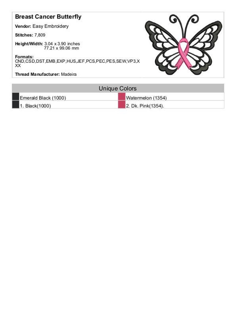 Breast Cancer Butterfly Machine Embroidery Design Cancer - Etsy