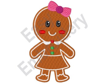 GINGERBREAD GIRL Applique 4x4 5x7 6x10 Machine Embroidery - Etsy