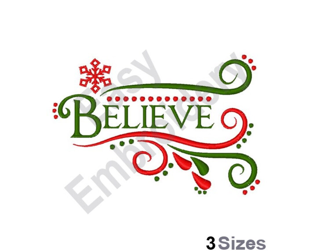 Believe - Machine Embroidery Design, Xmas Embroidry, Christmas ...