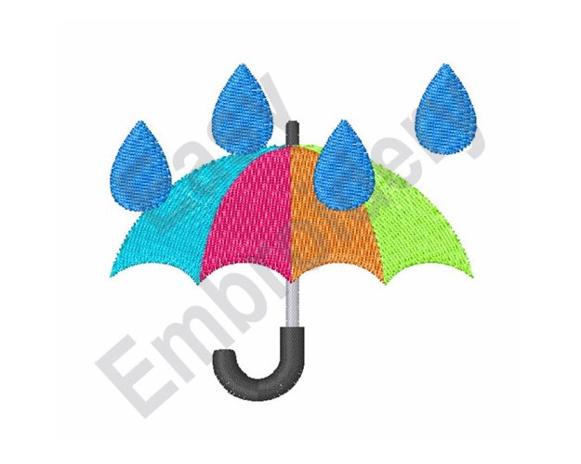 Rain Umbrella Machine Embroidery Design - Etsy
