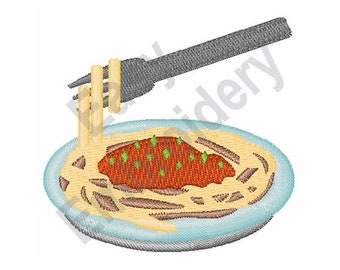 Spaghetti With Meatballs Machine Embroidery Design, Spaghetti Dish ...