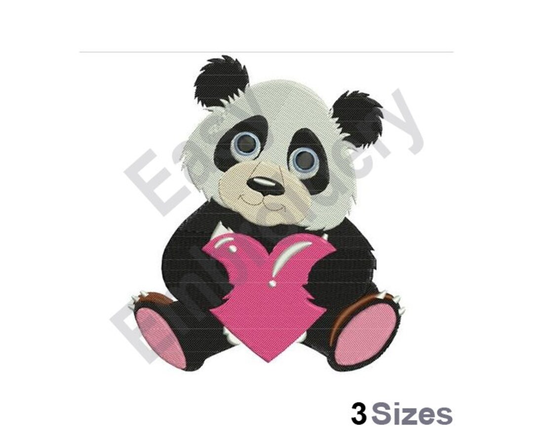 Love Panda Machine Embroidery Design 3 Sizes - Etsy