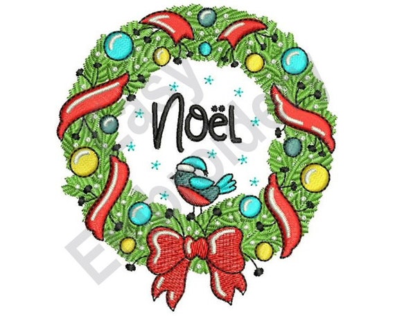 Noel Wreath Machine Embroidery Design Christmas Embroidery | Etsy