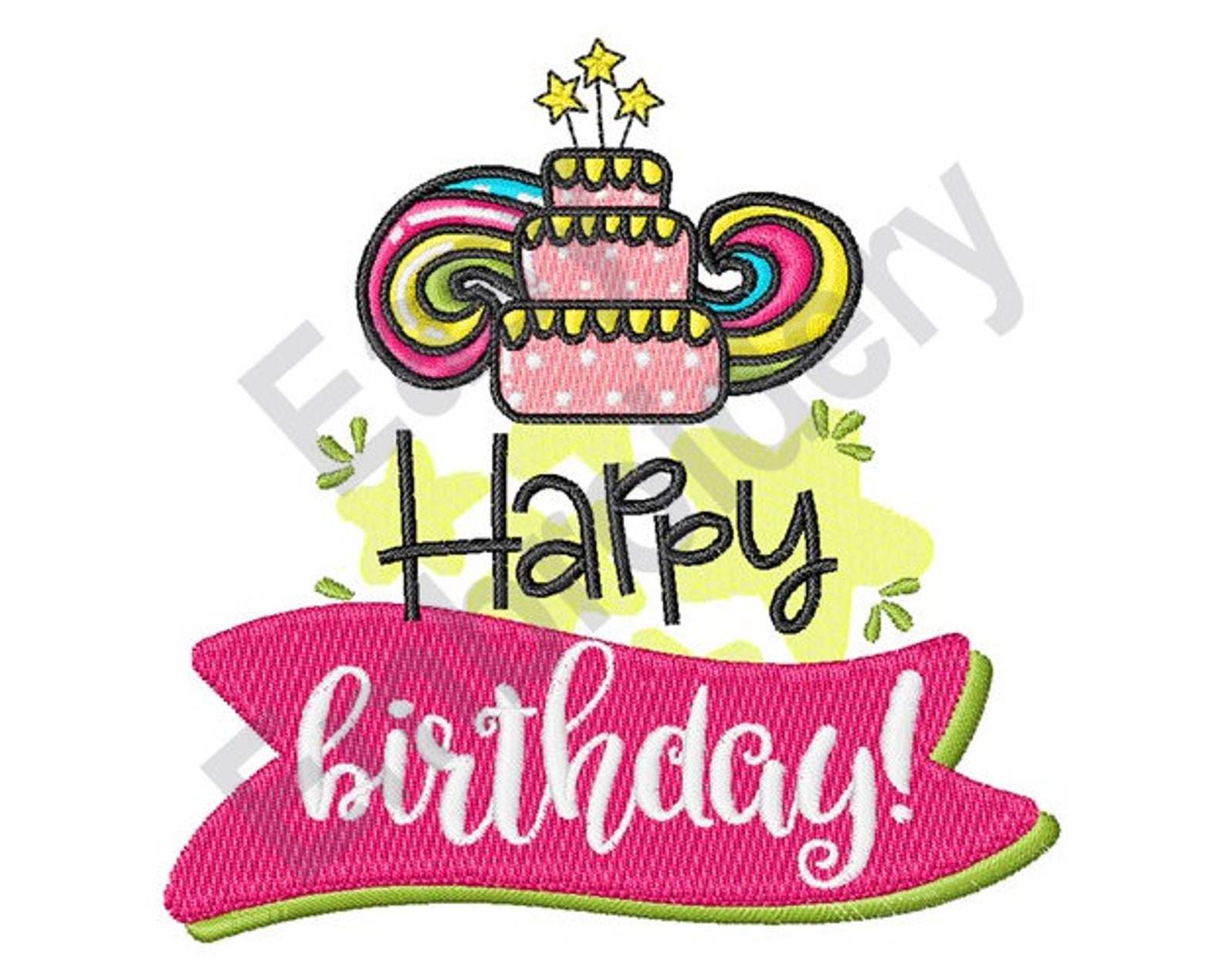 Happy Birthday Machine Embroidery Design - Etsy
