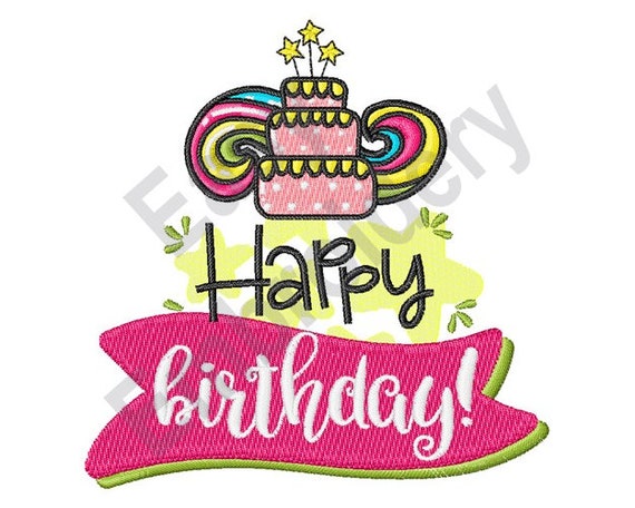 Happy Birthday Machine Embroidery Design | Etsy