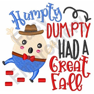 Nursery Rhyme - Humpty Dumpty - Machine Embroidery Design - Etsy
