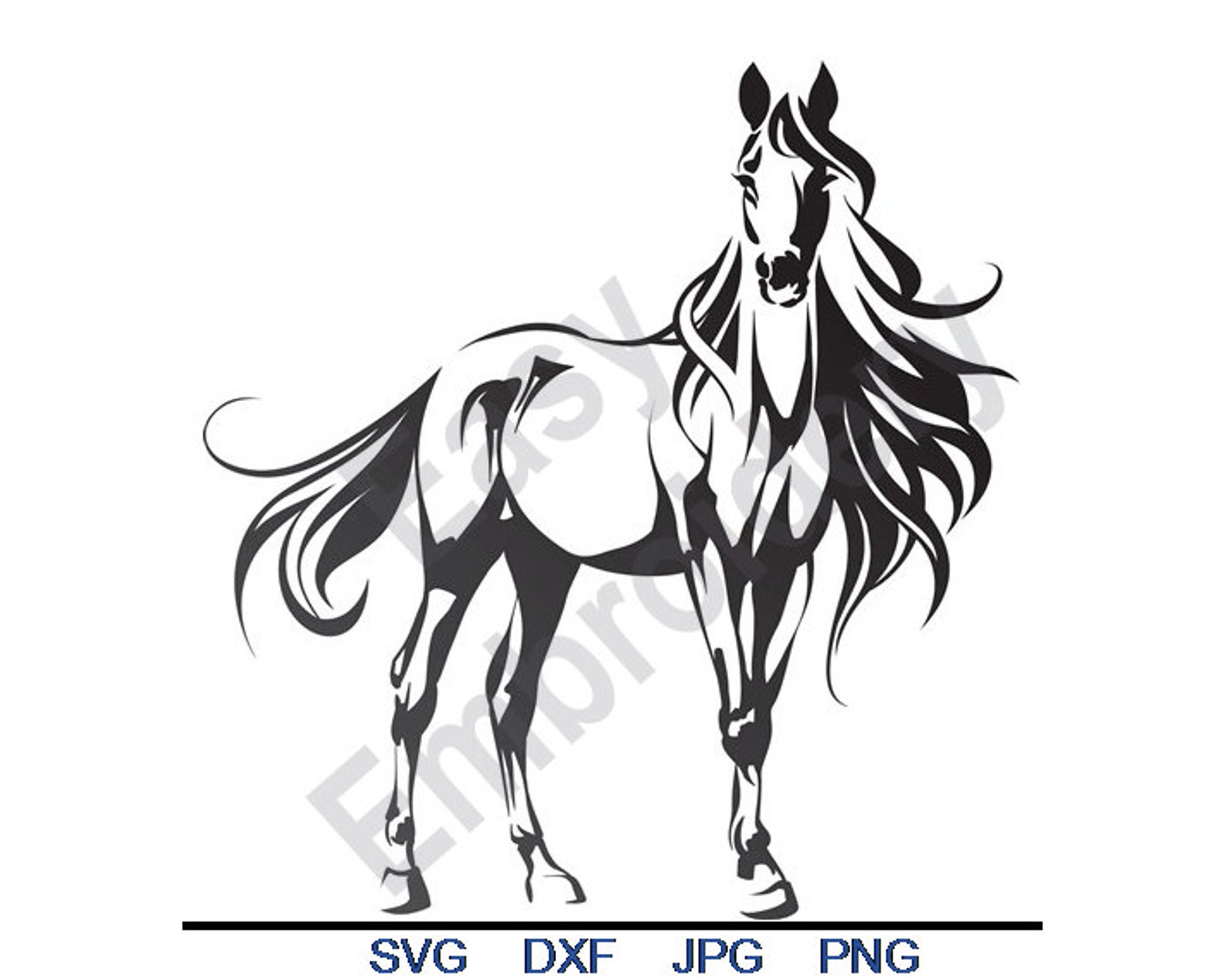 Stallion Horse - Svg, Dxf, Eps, Png, Jpg, Vector Art, Clipart, Cut File ...