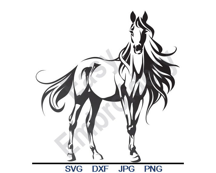 Stallion Horse - Svg, Dxf, Eps, Png, Jpg, Vector Art, Clipart, Cut File ...