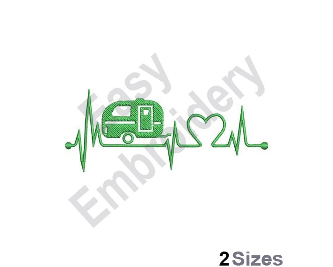 Camper Heartbeat - Machine Embroidery Design - 2 Sizes - Etsy