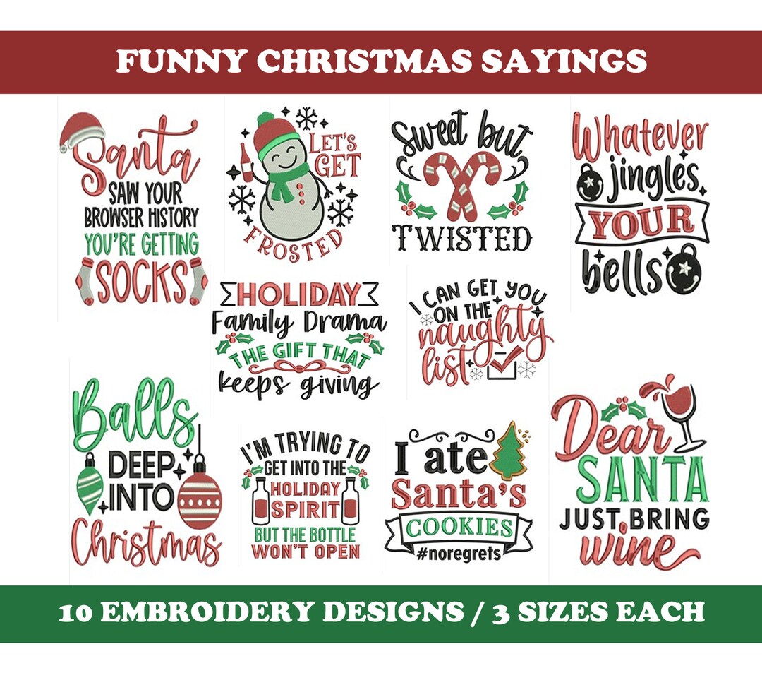 Funny Christmas (10 Designs) - Machine Embroidery Designs Bundle - Etsy