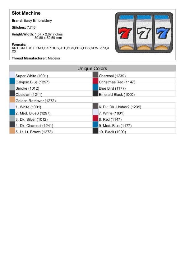 Slot Machine Machine Embroidery Design - Etsy