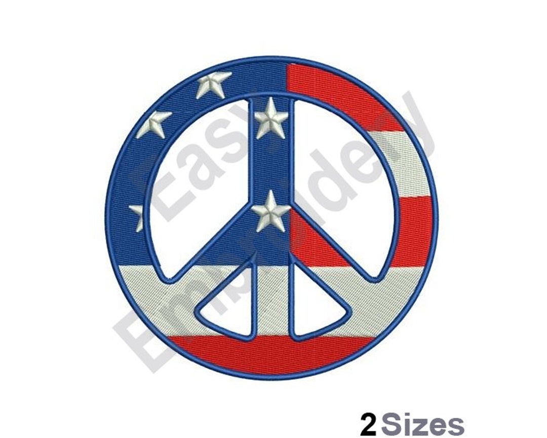 USA Peace Sign - Machine Embroidery Design - 2 Sizes - Etsy