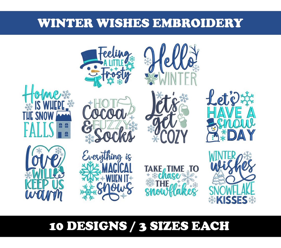 Winter Wishes (10 Designs) - Machine Embroidery Bundle - Etsy