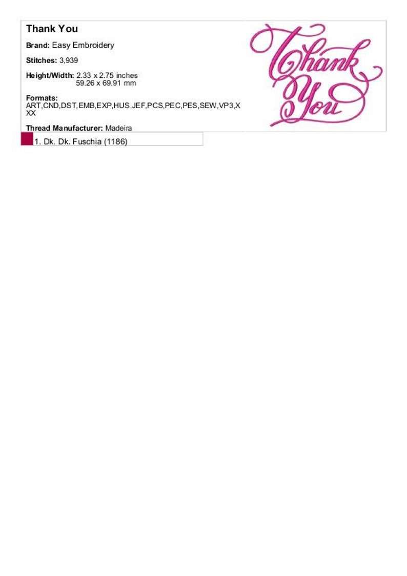 Thank You Machine Embroidery Design - Etsy