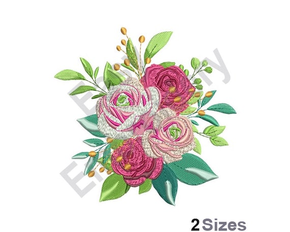 Rose Bouquet Machine Embroidery Design - Etsy