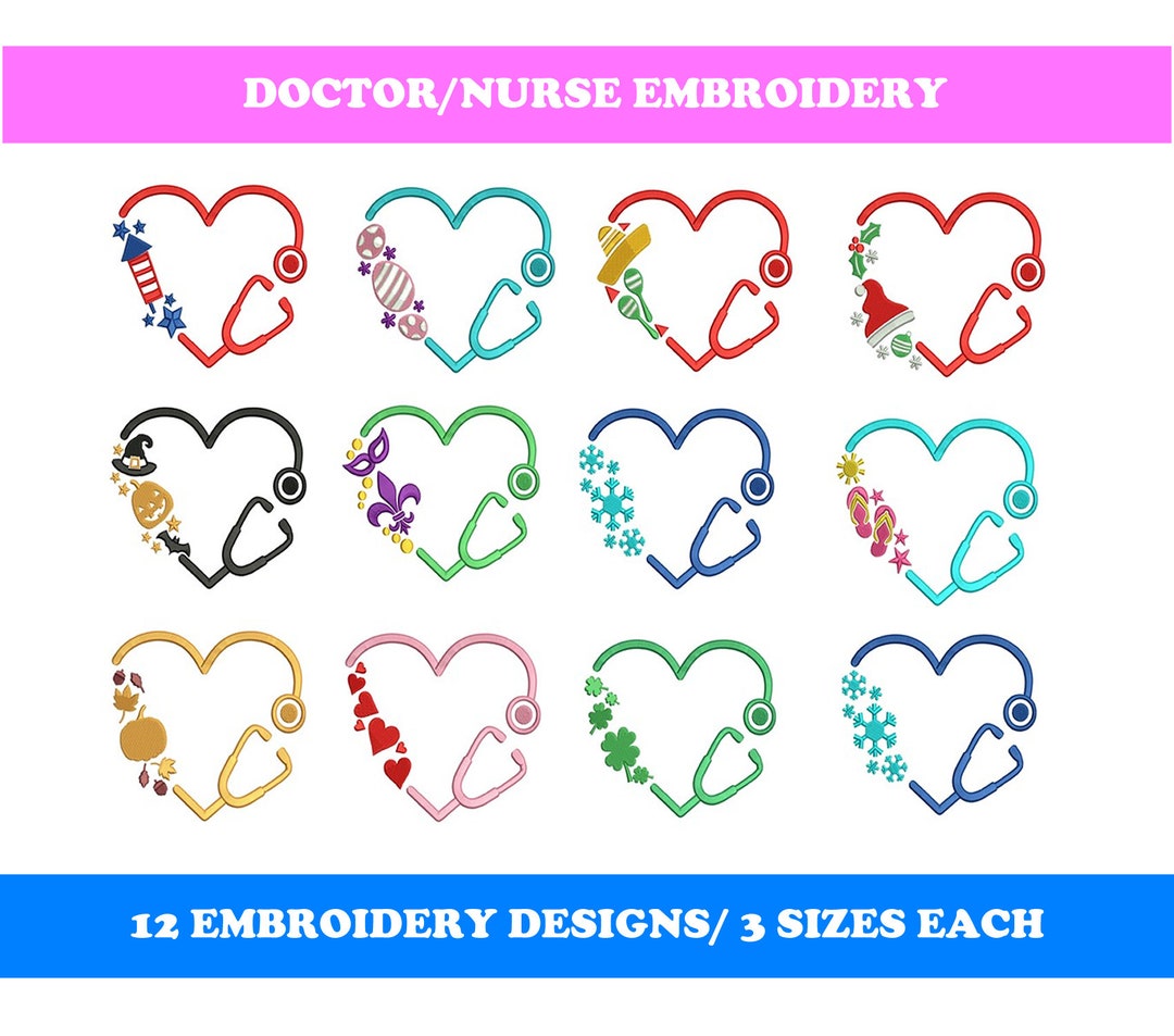 Doctor/nurse Holiday Stethoscope - Machine Embroidery Designs Bundle - Etsy