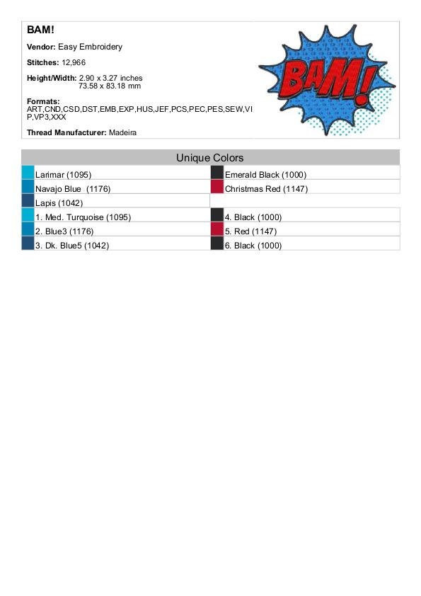 Bam Machine Embroidery Design - Etsy