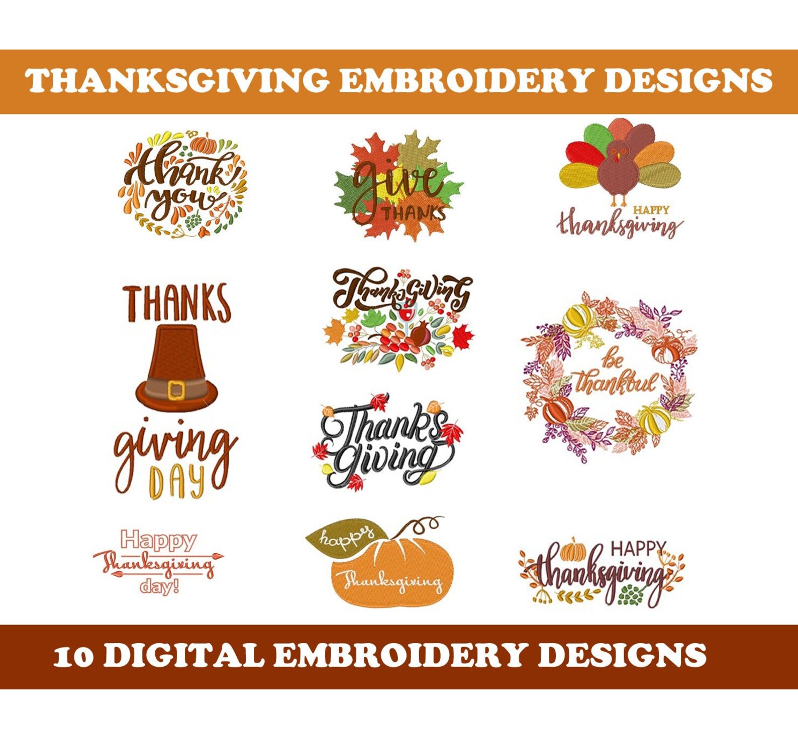 Thanksgiving 10 Designs Machine Embroidery Designs Set - Etsy