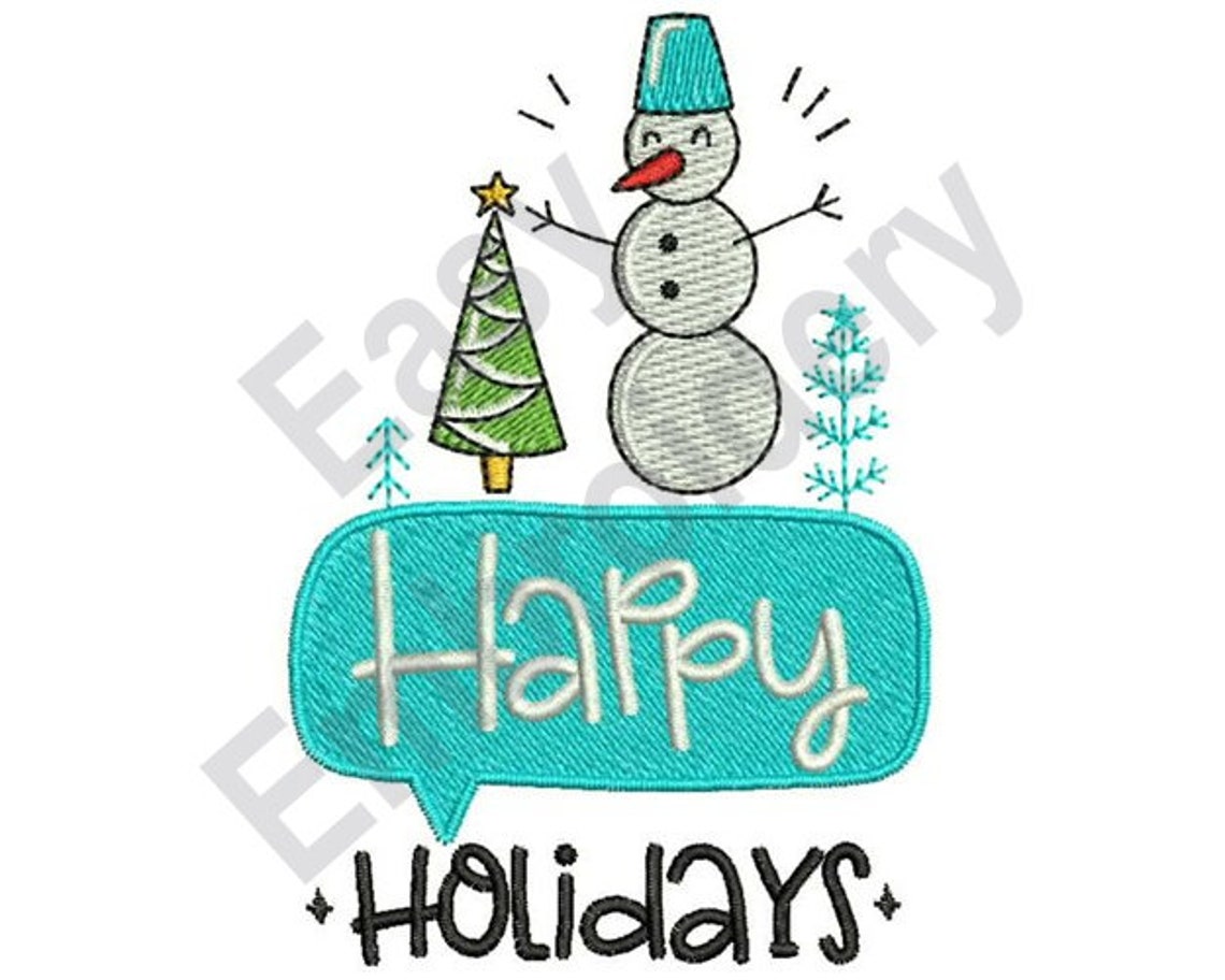 Happy Holidays Machine Embroidery Design - Etsy