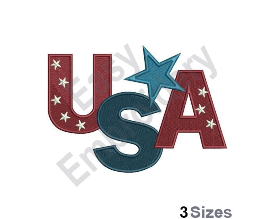 USA - Machine Embroidery Design - 3 Sizes - Etsy