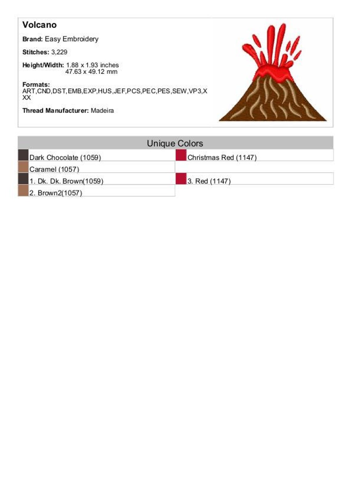 Volcano Machine Embroidery Design - Etsy