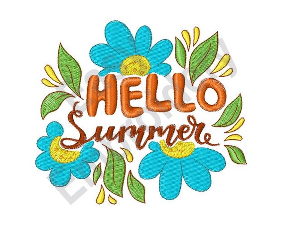 Hello Summer Machine Embroidery Design Summer embroidery | Etsy