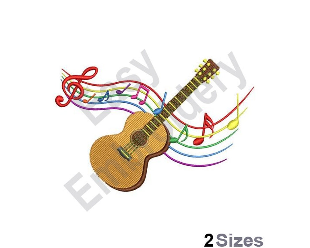 Musical Guitar - Machine Embroidery Design - Etsy