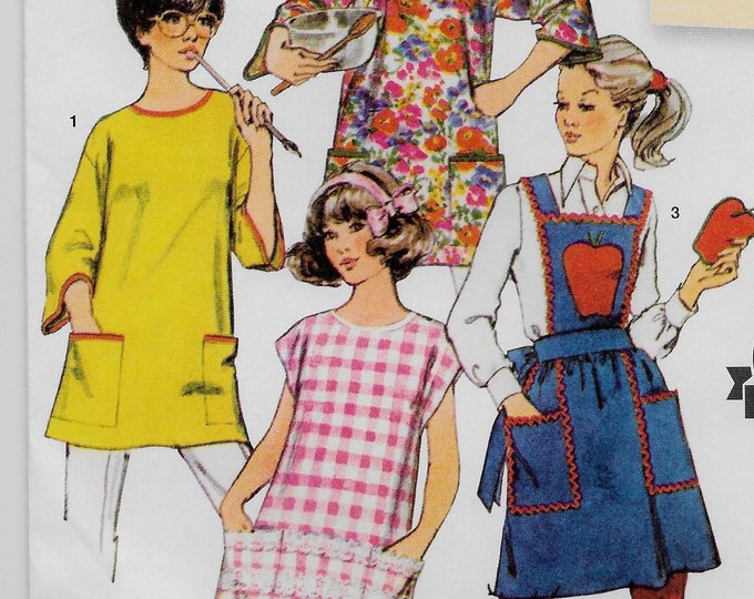S9868 Simplicity 1970's Vintage - Misses Aprons Featuring Bib, Smock ...