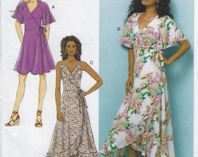B6554 Butterick - Misses Fitted Wrap Dress W/shaped Hem, Flounce ...