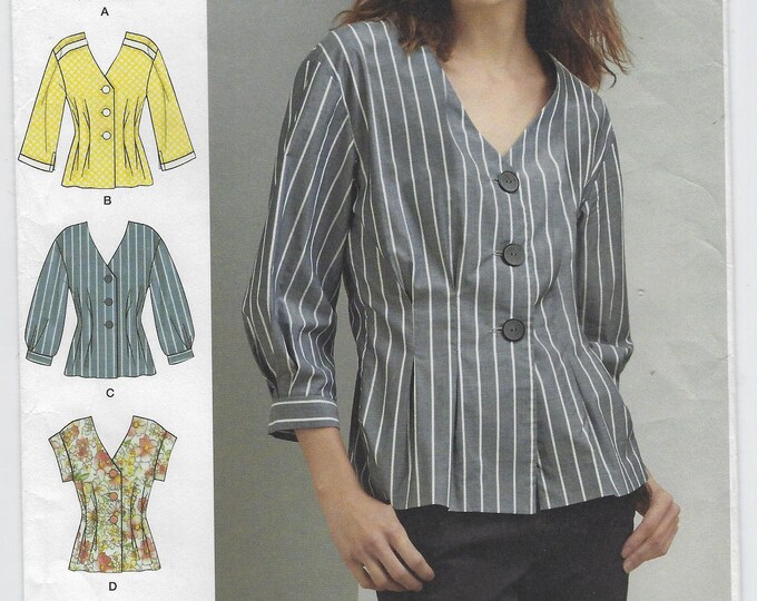 S8838 Simplicity Misses Button Shirt With V Neckline in 2 Lengths Has ...