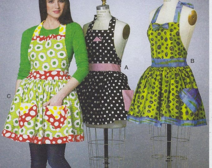 M7208 Mccall's Crafts - Misses Gathered Aprons With Pockets, Contrasts ...